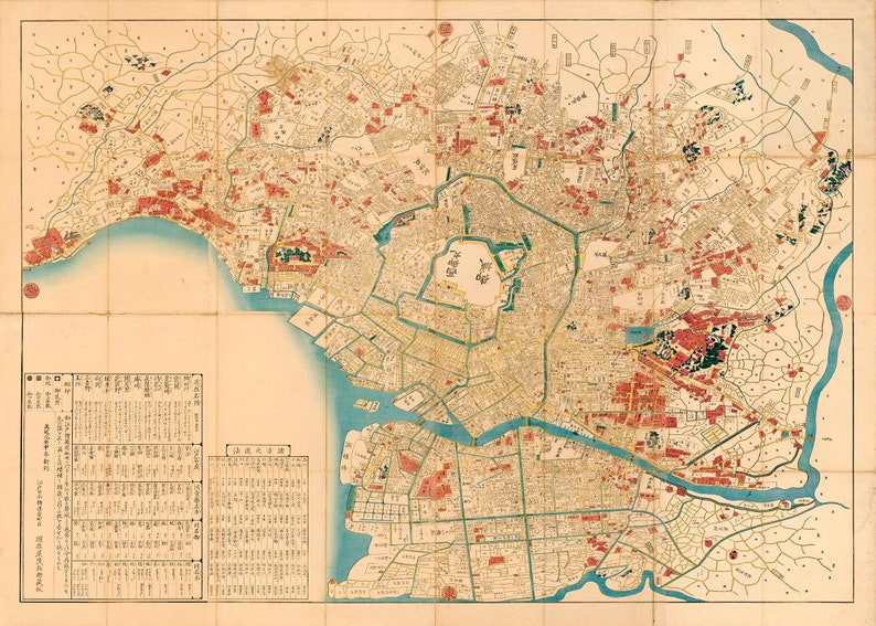 Tokyo Map 1860 Vintage Map of Tokyo Japan in High Resolution | Etsy