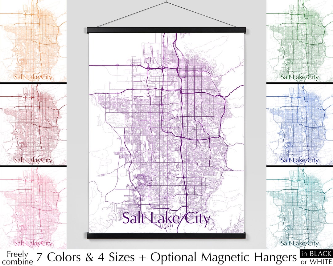 Salt Lake City Map Print Poster, Map of Salt Lake City, UT Minimalist ...