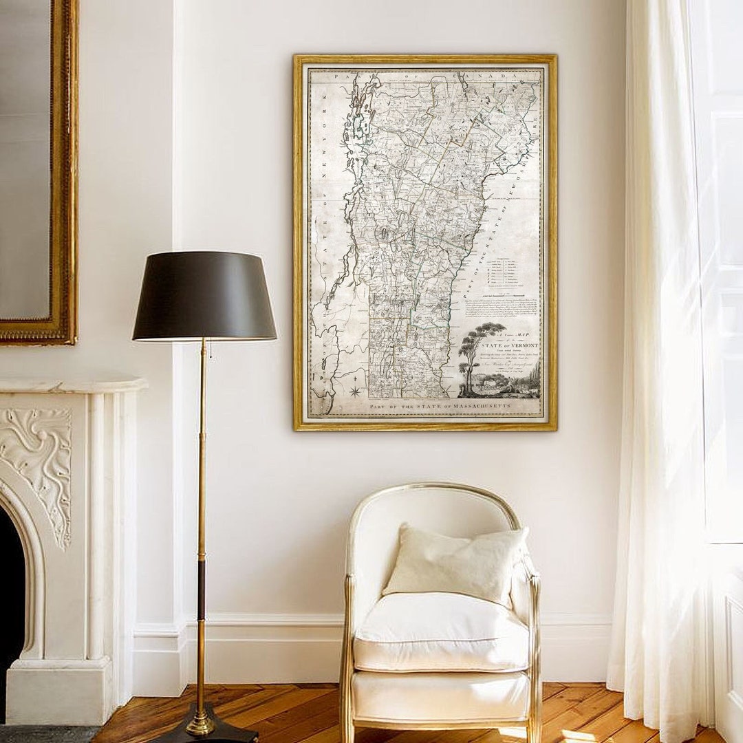 Old Vermont Map 1796, Extra Large Vermont State Map in 5 Sizes up to ...