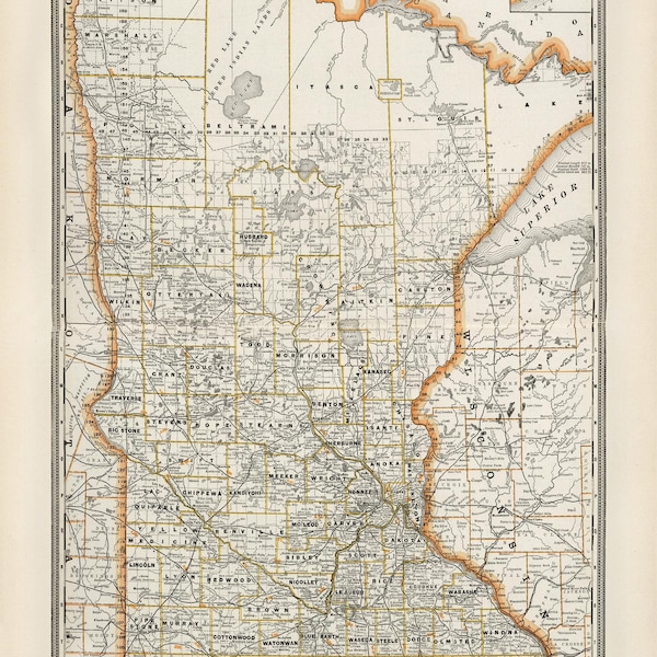 Old Minnesota Map - Etsy