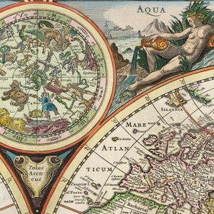 Map of the World 1636, Colorful Old World Map in High Resolution Prints ...