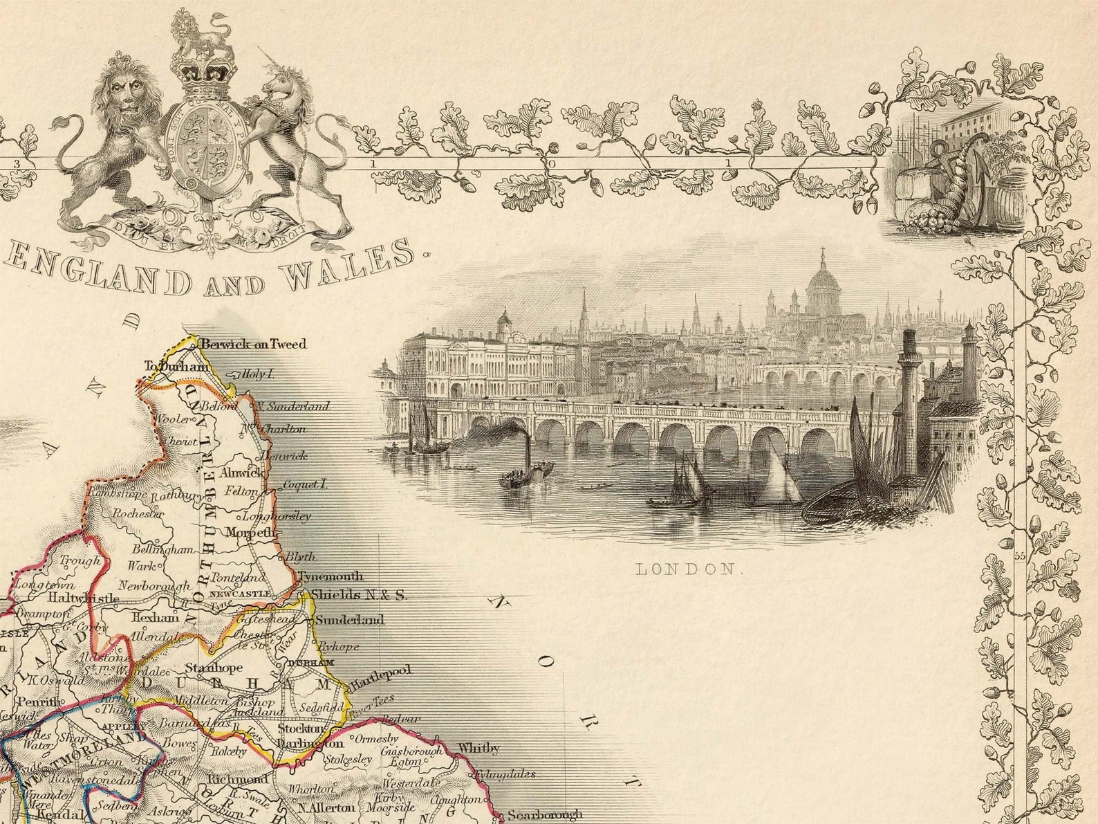 Map of England & Wales, 7 Sizes up to 40x53″ (100x135cm) Victorian ...