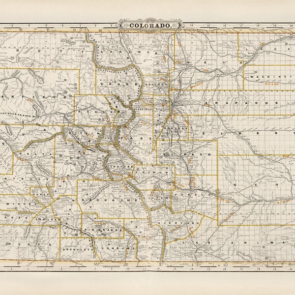 Vintage Map Colorado - Etsy