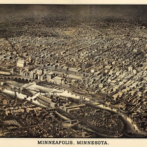 Minneapolis Map 1885, Vintage Map of Minneapolis, MN in High Resolution ...