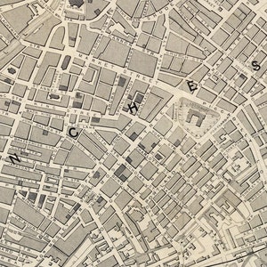 Manchester Map 1851, Vintage Map of Manchester, England in High ...