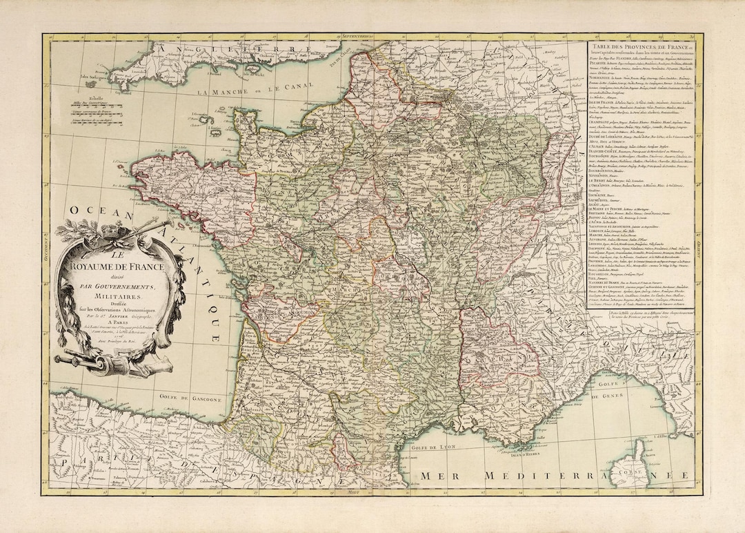 Old Map of France 1763, Old France Map in High Resolution Prints up to ...