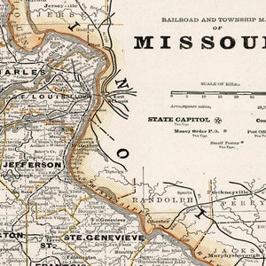Missouri State Map 1891, Old Map of Missouri State in High Resolution ...