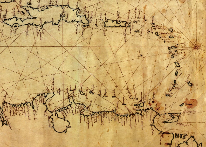 Caribbean Map 1770 Old Nautical Chart of the Caribbean & West - Etsy