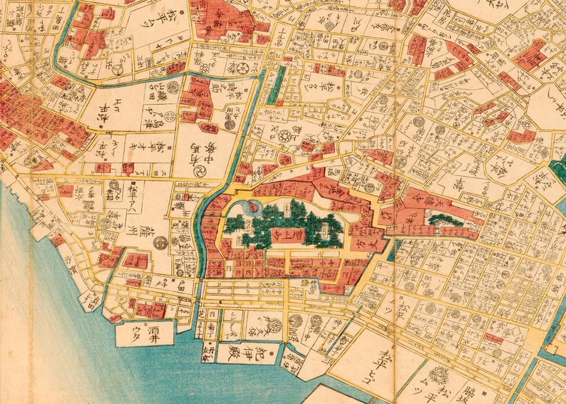 Tokyo Map 1860 Vintage Map of Tokyo Japan in High Resolution - Etsy