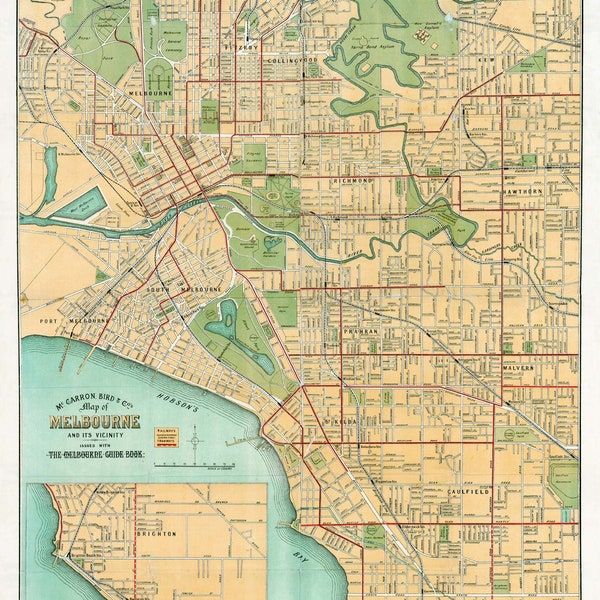 Vintage Map of Melbourne Australia - Etsy