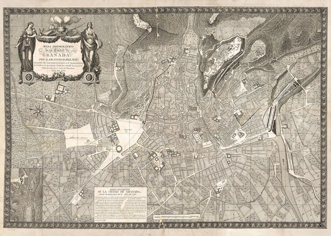 Granada Map 1796, Vintage Map of Granada, Spain in High Resolution ...
