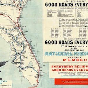 1915 US Highway Map: Vintage United States Road Map Print - Etsy