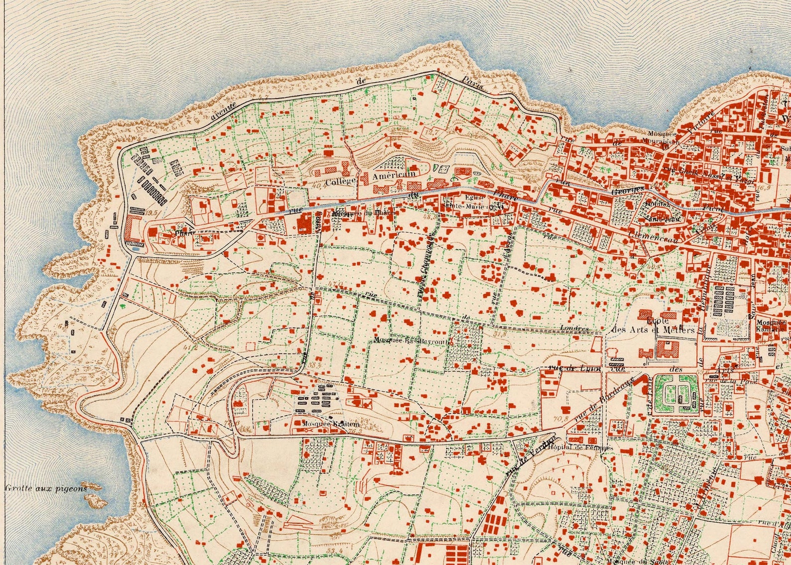 Beirut Map in 5 Sizes up to 60x40″ Old Map of Beirut, Lebanon 1922 in ...