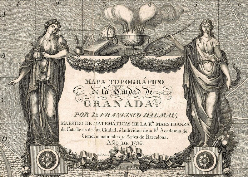 Granada Map 1796, Vintage Map of Granada, Spain in High Resolution ...