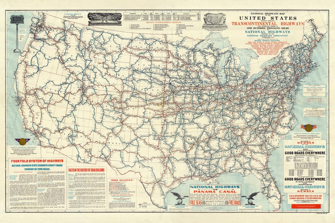 Mapa De Carreteras De Estados Unidos 8x11