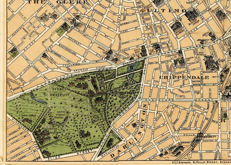 Sydney Map 1922 Old Map of Sydney Australia in High - Etsy
