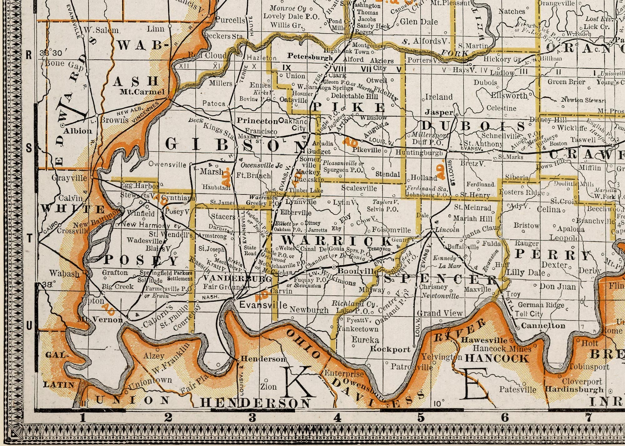 Indiana State Map 1891 Old Map of Indiana in High Resolution | Etsy