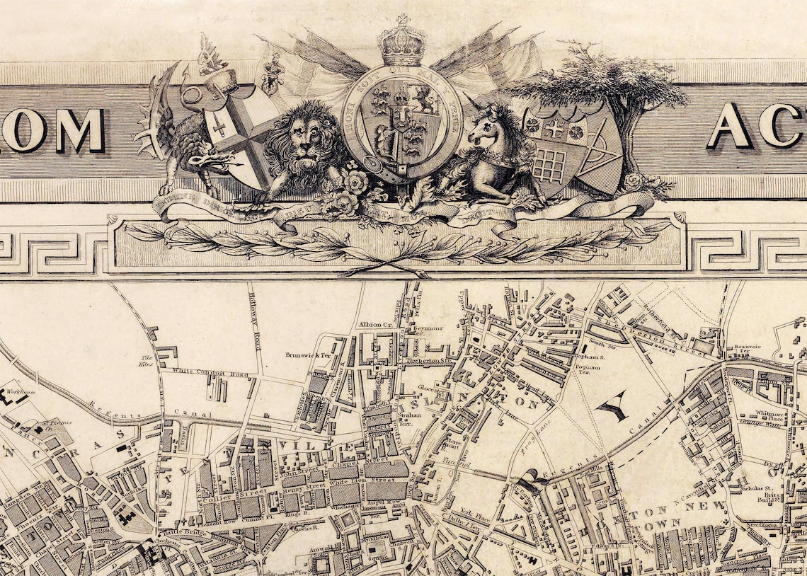 London Map 1838 Vintage Map of London UK in High Resolution | Etsy