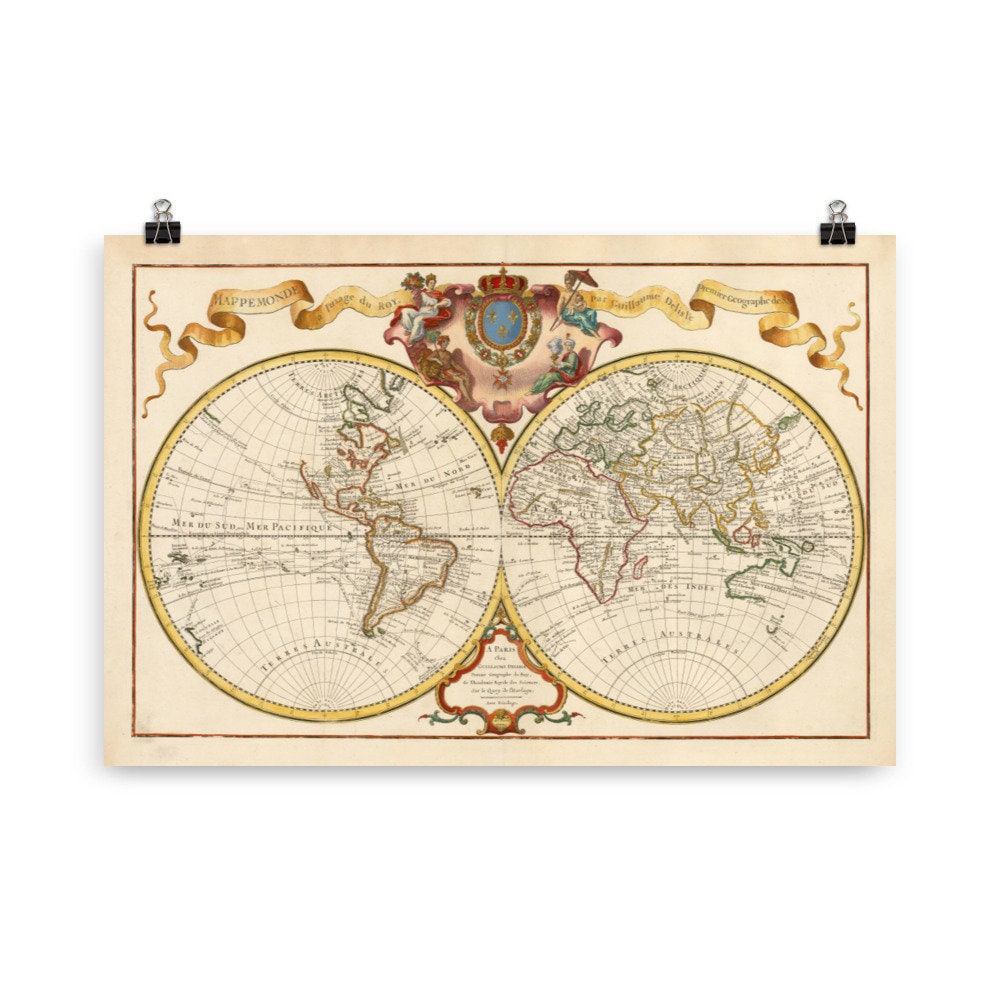 World Map 1720 Vintage Map of the World in High Resolution | Etsy