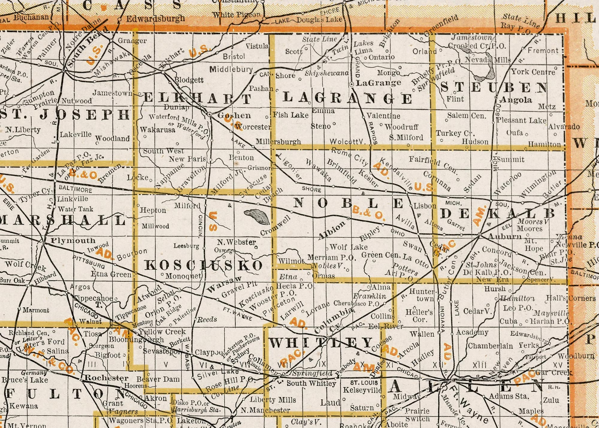 Indiana State Map 1891 Old Map of Indiana in High Resolution | Etsy