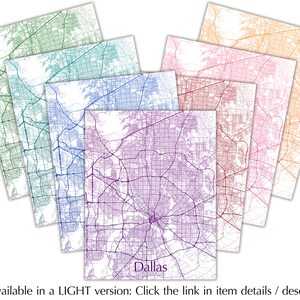 Dallas Map Print Poster, Map of Dallas, TX, Minimalist Art, 7 Colors 4 ...