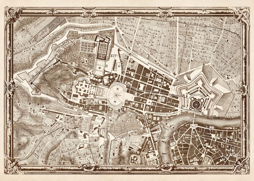 Vatican Map 1748, Old Map of Vatican City, Rome in High Resolution ...