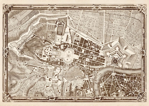 Mapa del Vaticano 1748 Mapa antiguo de la Ciudad del | Etsy España