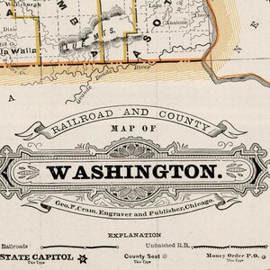 Washington State Map 1891, Old Map of Washington State in High ...