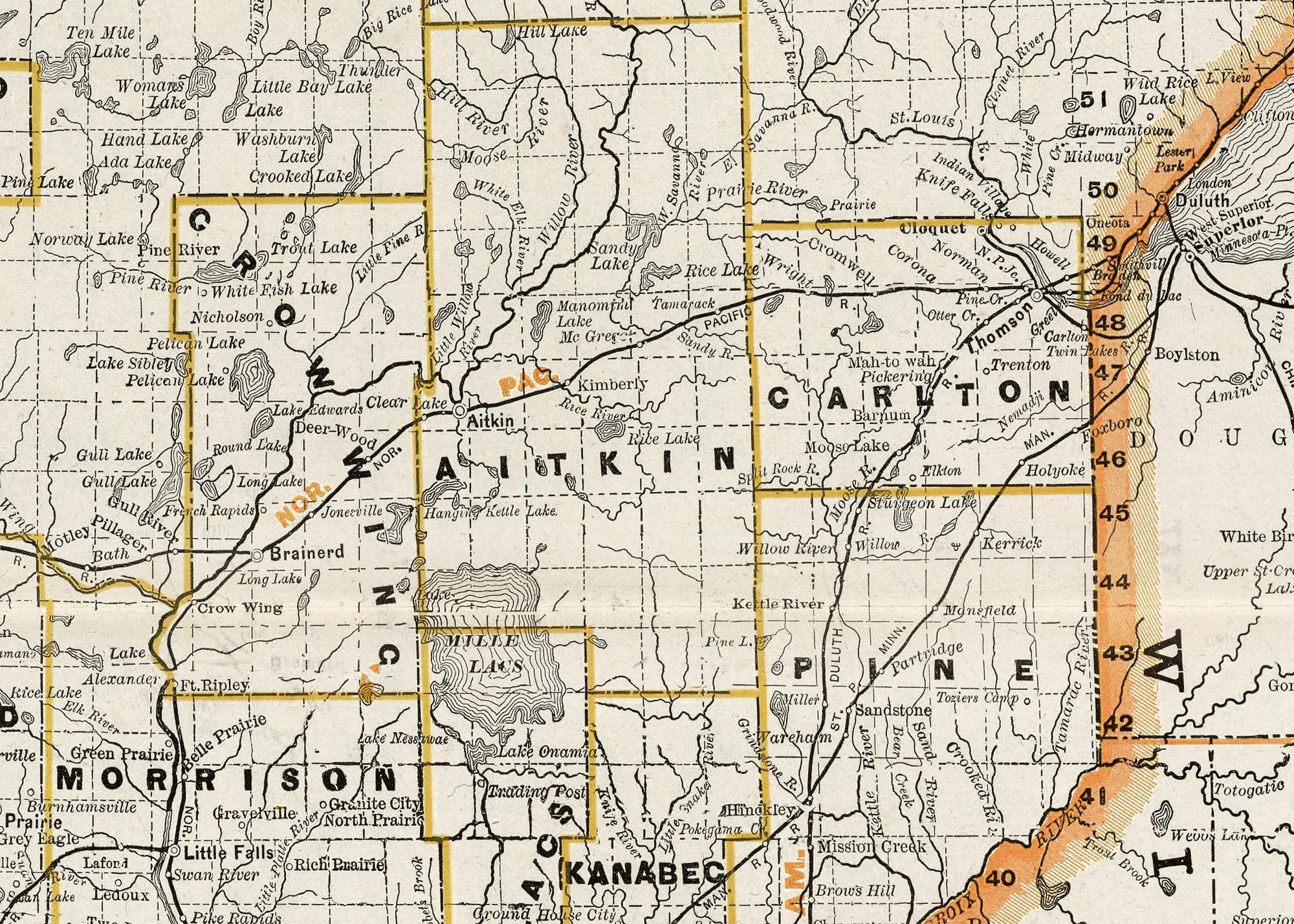 Minnesota State Map 1891, Old Map of Minnesota in High Resolution ...