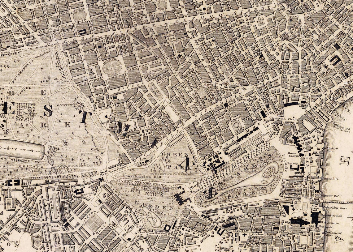 London Map 1838 Vintage Map of London UK in High Resolution | Etsy