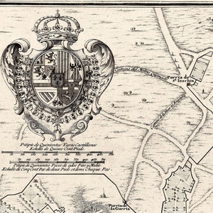 Madrid Map 1706, Vintage Map of Madrid, Spain in High Resolution Prints ...