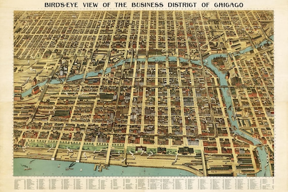 Chicago Map 1898 Vintage Map of Chicago IL in High | Etsy