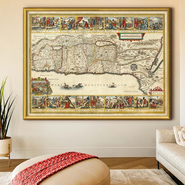 Large Biblical Map of Israel - Etsy