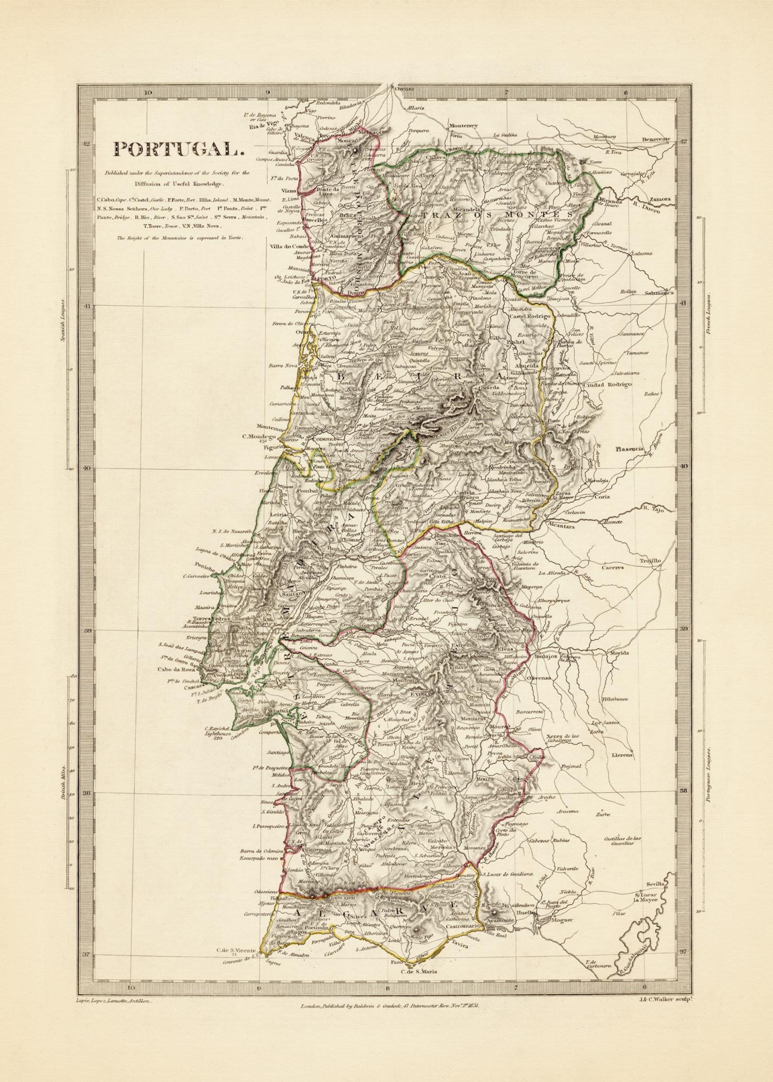 Map of Portugal 1831 Vintage Portugal Map in High Resolution - Etsy