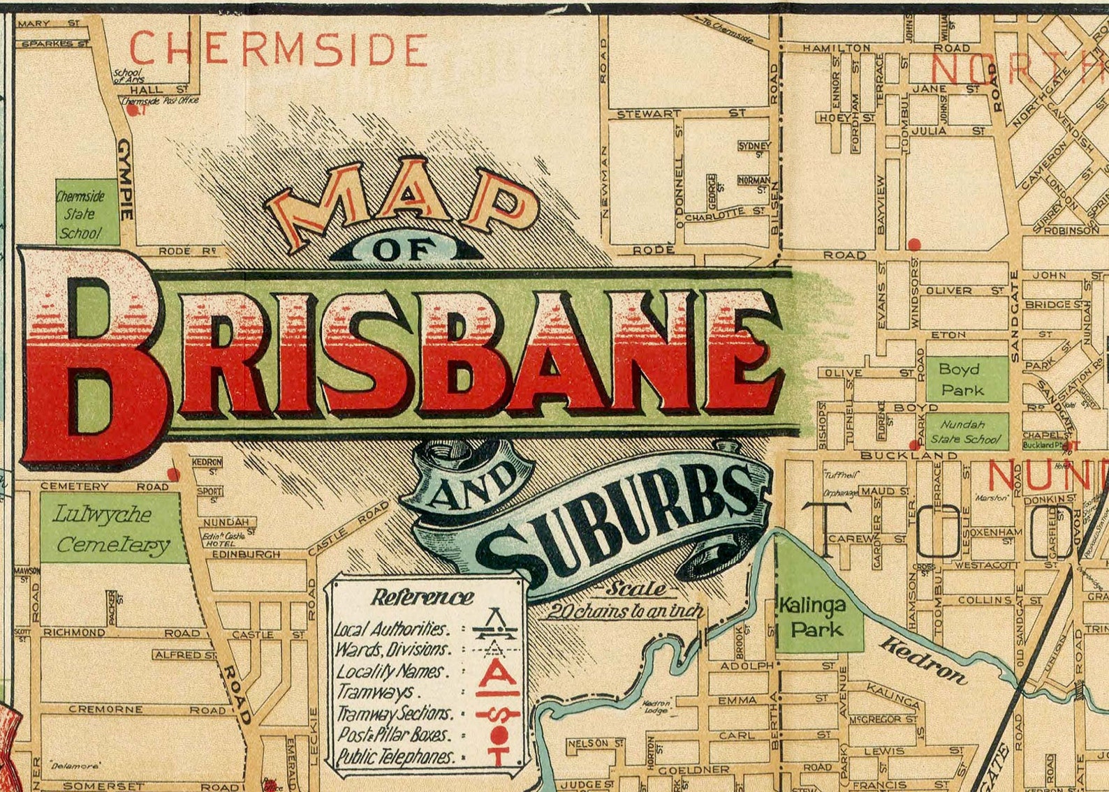 Brisbane Map 1920, Vintage Map of Brisbane, Australia in High ...