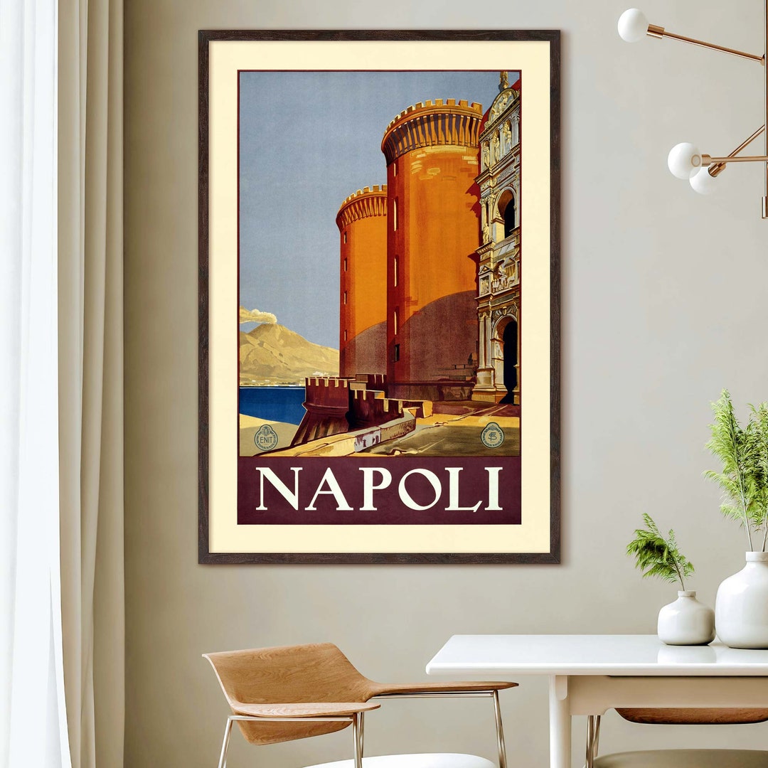 Vintage Naples Poster, Classical Travel Poster Print of Naples Italy ...