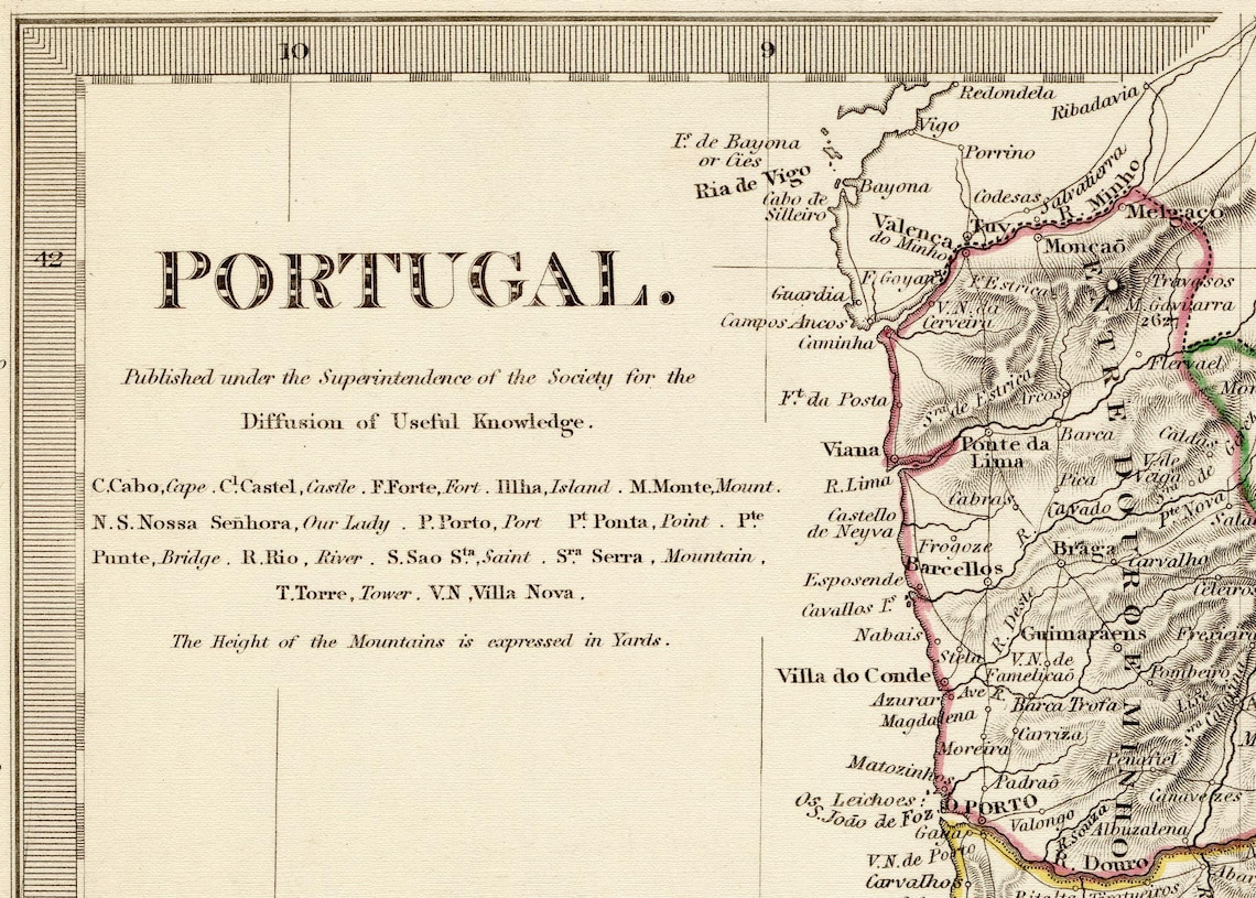 Map of Portugal 1831 Vintage Portugal Map in High Resolution - Etsy