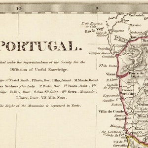 Map of Portugal 1831, Vintage Portugal Map in High Resolution Prints up ...