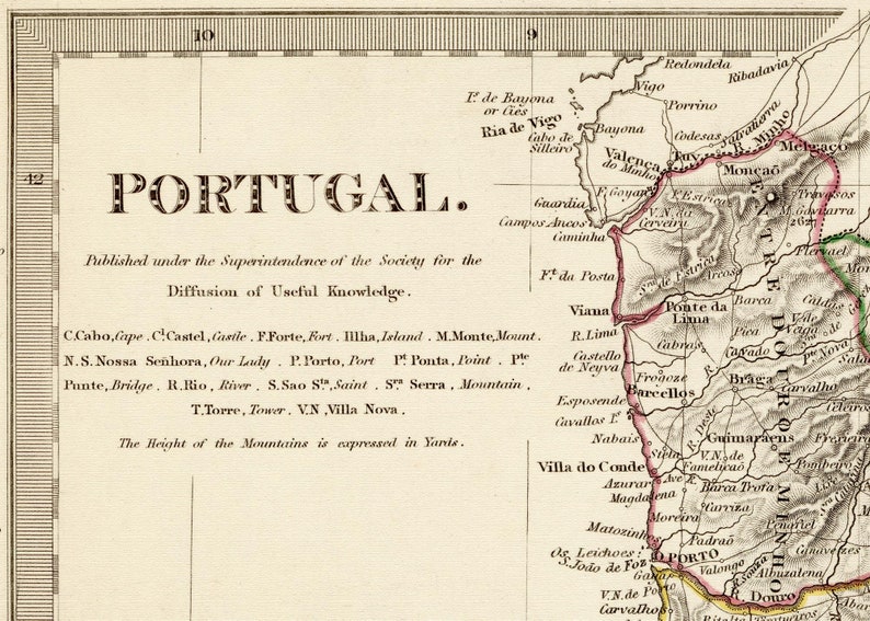 Map of Portugal 1831 Vintage Portugal Map in High Resolution - Etsy