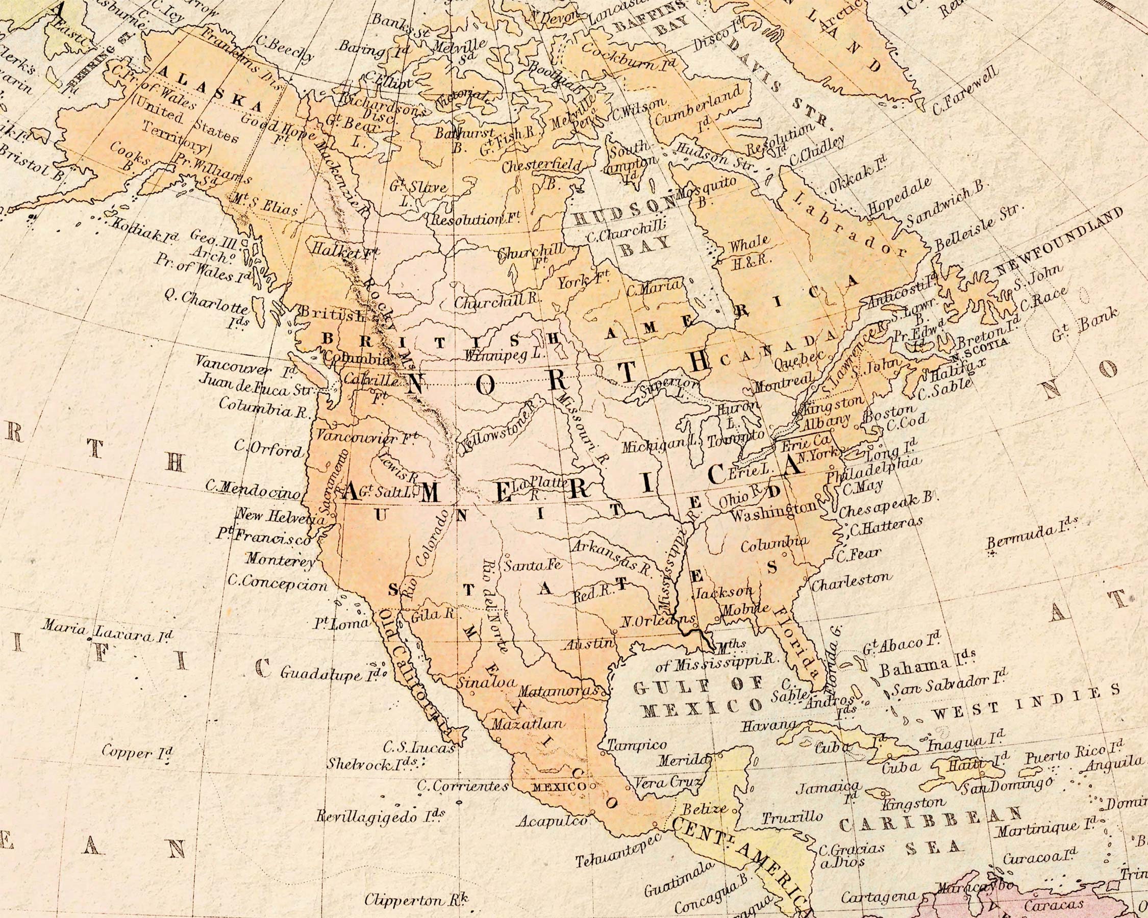 Victorian World Map, Map of the World 1849 With Mountains & Rivers, 5 ...