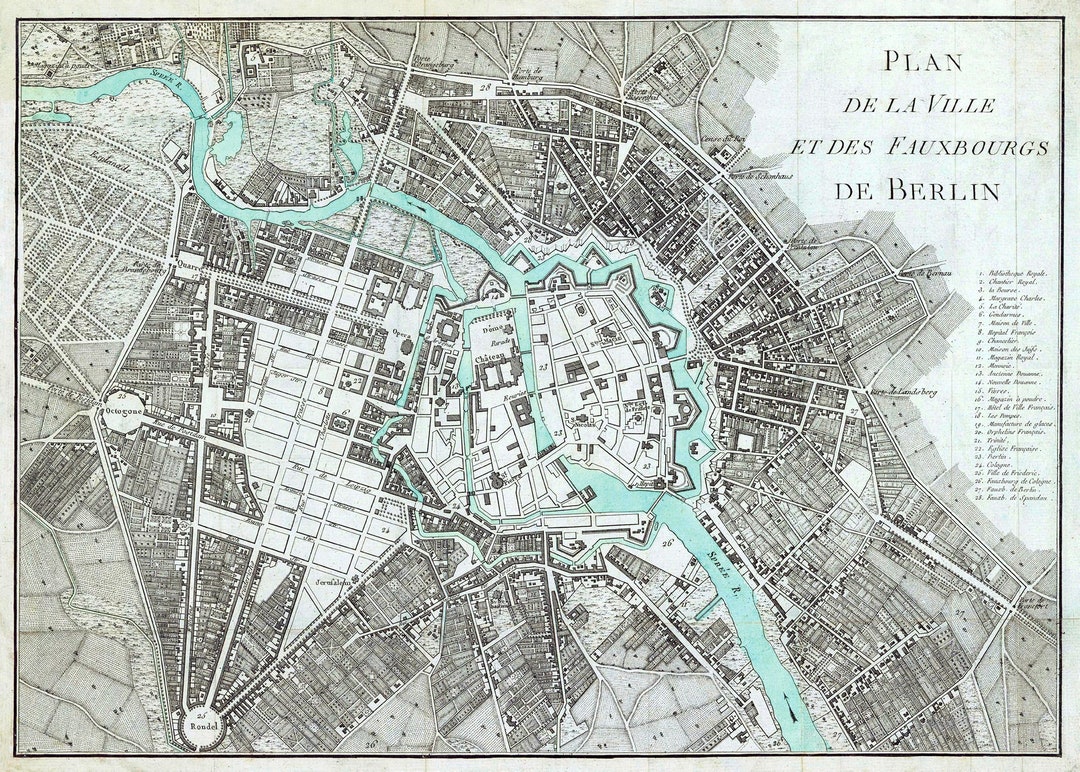 Berlin Map 1788, Old Map of Berlin, Germany in High Resolution Prints ...