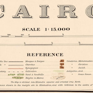 Map of Cairo, Egypt 1920 Old Cairo Map in High Resolution Prints up to ...