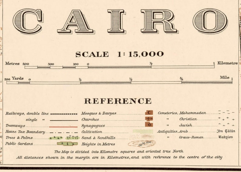 Map of Cairo, Egypt 1920 Old Cairo Map in High Resolution Prints up to ...