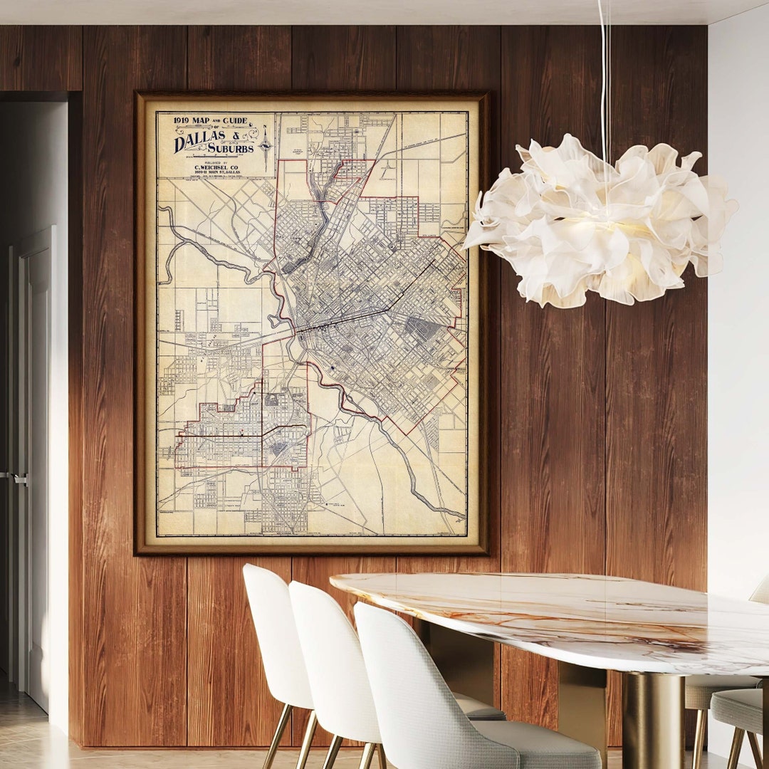 Old Map of Dallas TX, 1919 in 5 Sizes up to 36x48″ Vintage Wall Map of ...