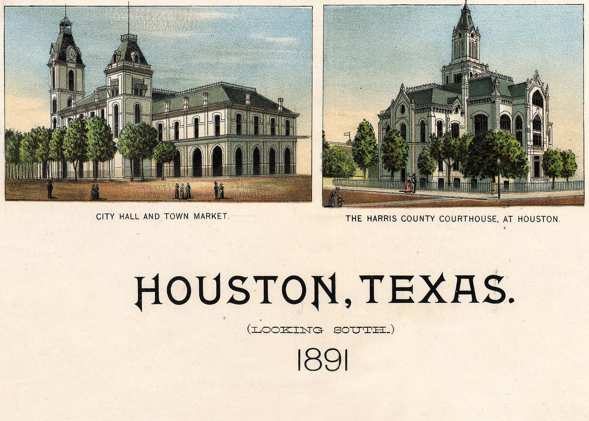 Houston Map 1891 Vintage Map of Houston TX in High | Etsy