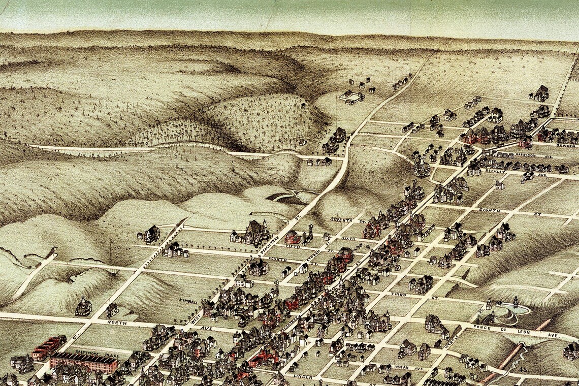 Atlanta Map 1892 Vintage Map of Atlanta GA 1892 in High | Etsy