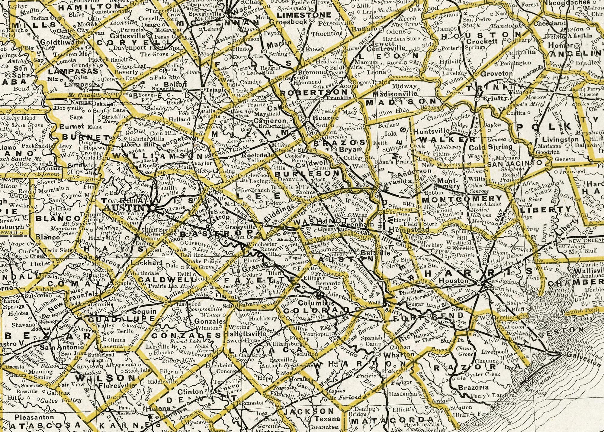 Texas State Map 1891 Vintage Map of Texas State in High | Etsy