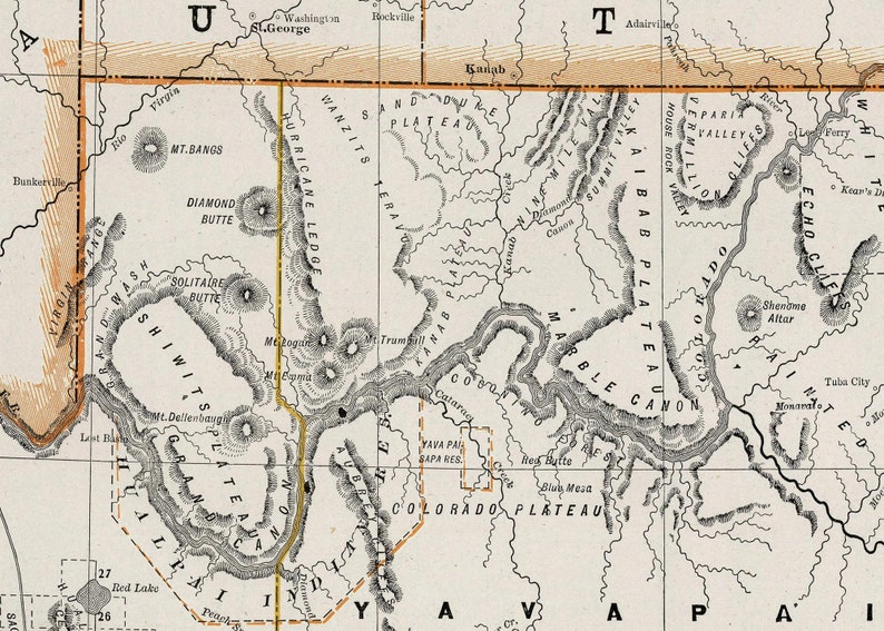 Arizona State Map 1891 Old Map of Arizona in High Resolution - Etsy