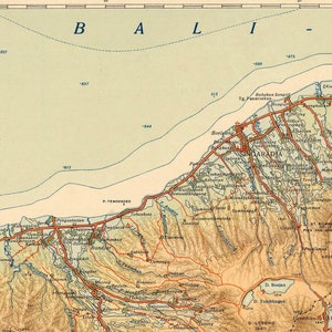 Bali Map 1912, Vintage Map of Bali, Indonesia in High Resolution Prints ...