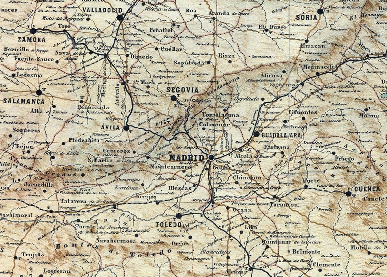 Map of Spain & Portugal 1872 Vintage Map of Spain and | Etsy